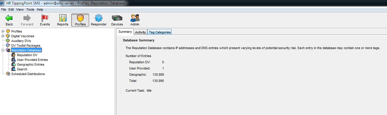 HP TippingPoint Security Management System (SMS) の設定