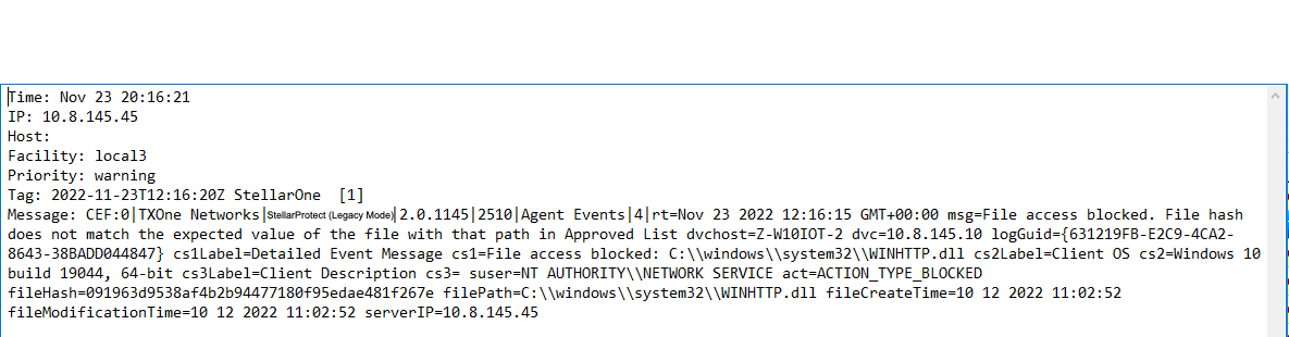 StellarProtect (Legacy Mode) Agent/Server Event Format | Trend Micro Service Central
